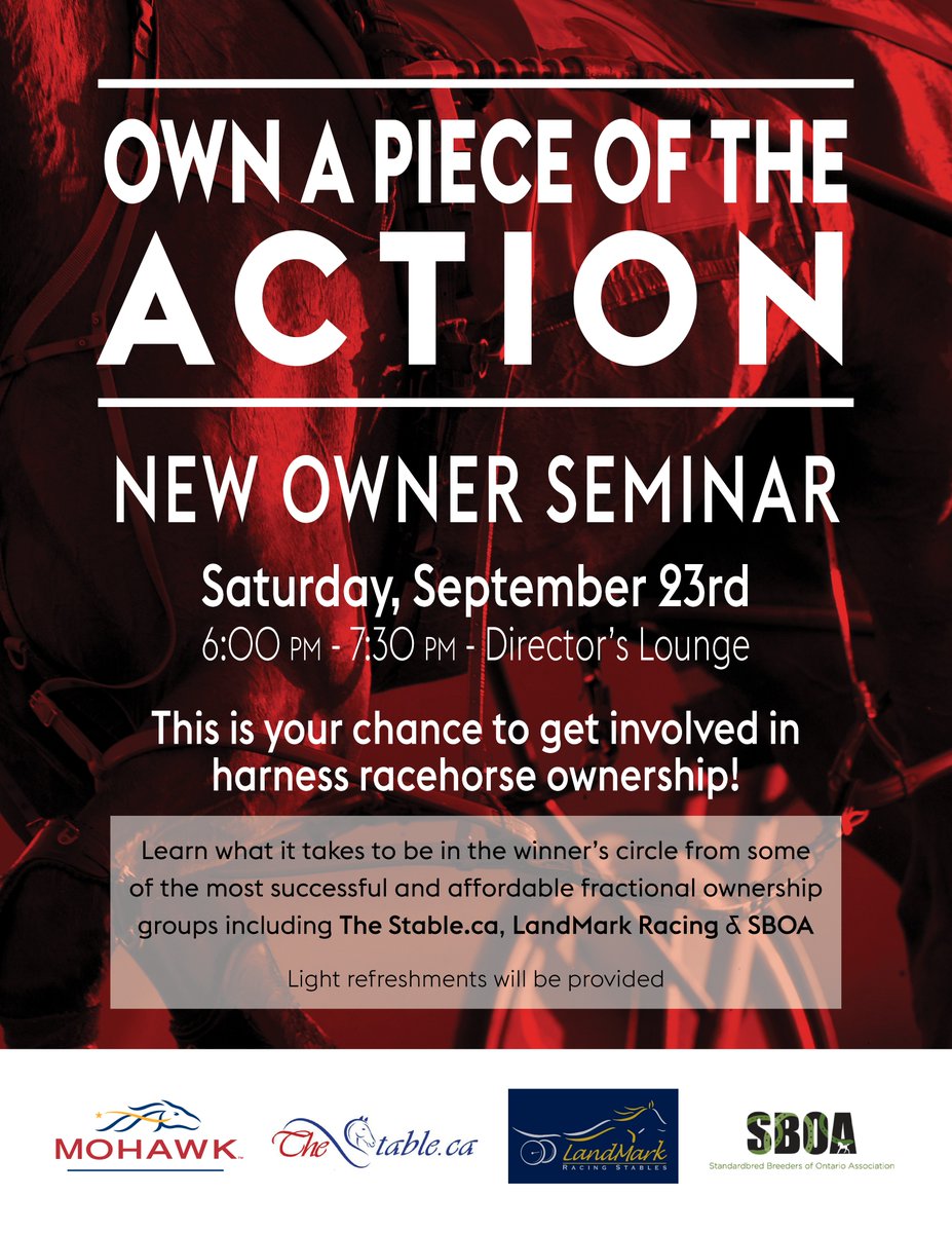 New Owner Seminar Saturday at Mohawk - Woodbine Mohawk Park